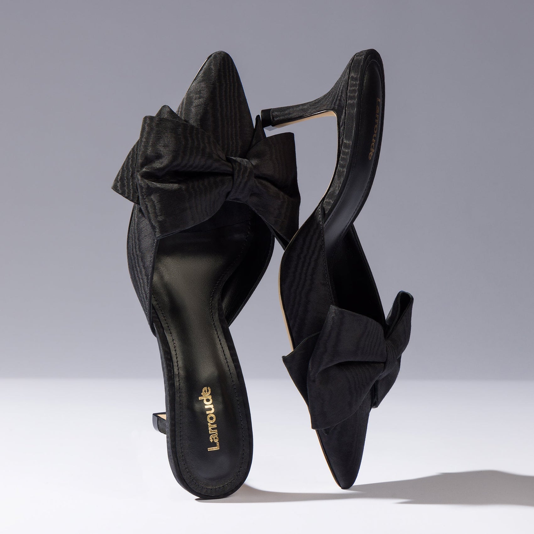 Mini Elle Pump In Black Fabric by Larroudé